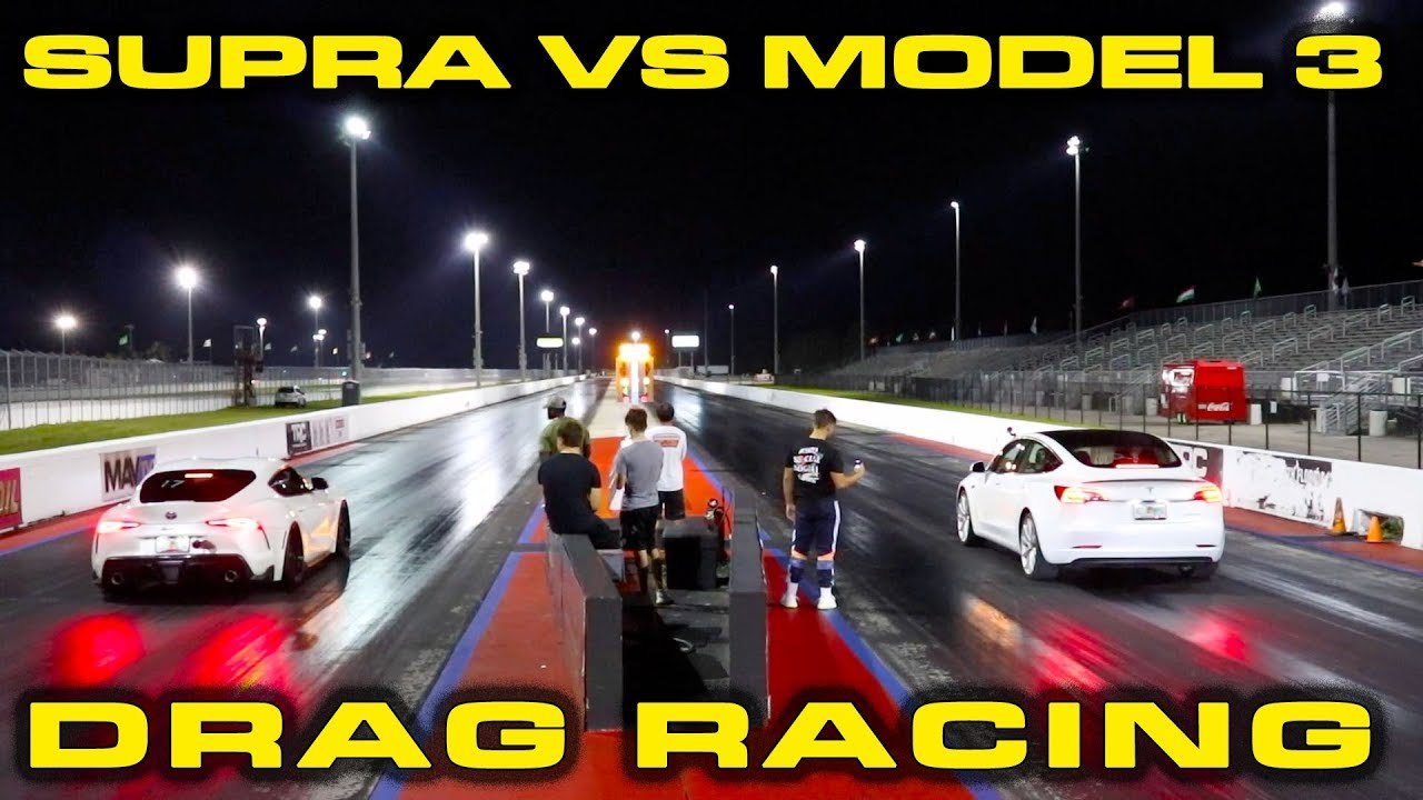 500HP 2020 Toyota Supra vs Tesla Model 3 Performance 1/4 Mile Drag ...