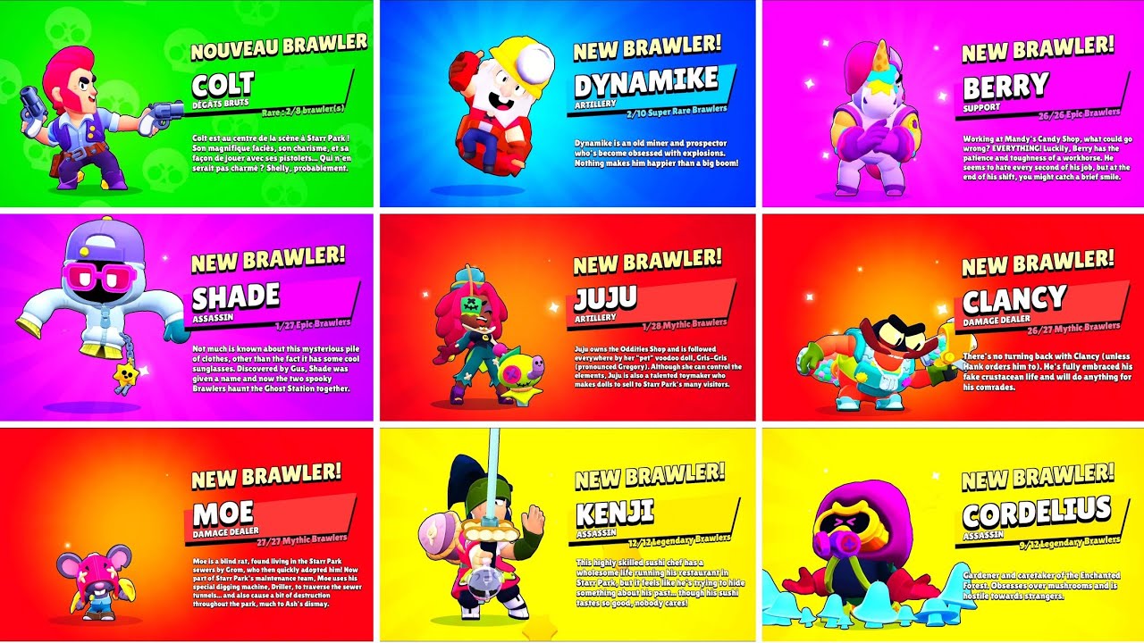 All 86 BRAWLERS UNLOCK ANIMATIONS | SHADE , JUJU , KENJI , MOE , MORE ...
