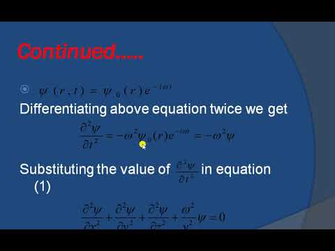 Schrodinger's Time Independent Wave Equation - YouTube