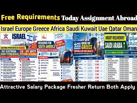 Urgently Hiring for Europe Greece Africa Israel Saudi Kuwait Uae Qatar Oman Fresher also apply 