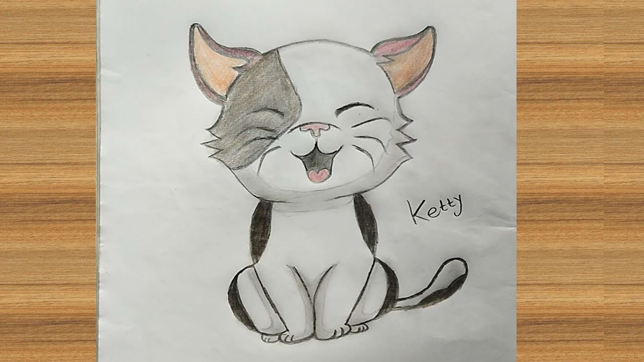 kids drawing Video || ketty drawing || cute cat drawing| Pencil sketch ...