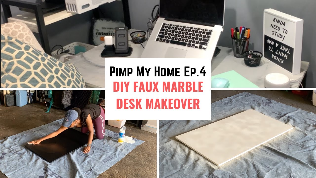 DIY Faux Marble Desk Makeover | OfferUp Finds | Pimp My Home (Ep.4 ...