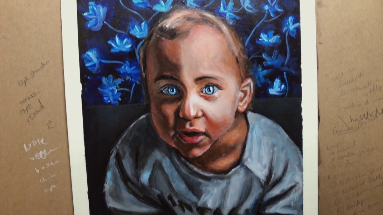 Painting a Portrait using Acrylics on paper | Arunava Basak | Painting ...