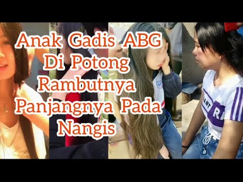 potong rambut panjang anak gadis ABG yang pada nangis.