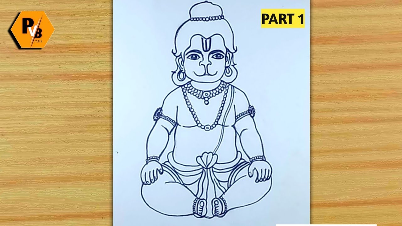 Baby Hanuman Simple Outline Drawing | Part 1 | Easy Line Art for ...