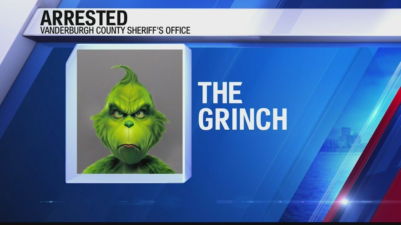 The Grinch booked into the Vanderburgh County Jail - YouTube