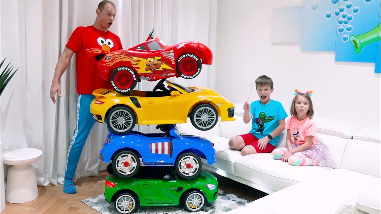 Max and Katy their Noisy toys and cars - YouTube