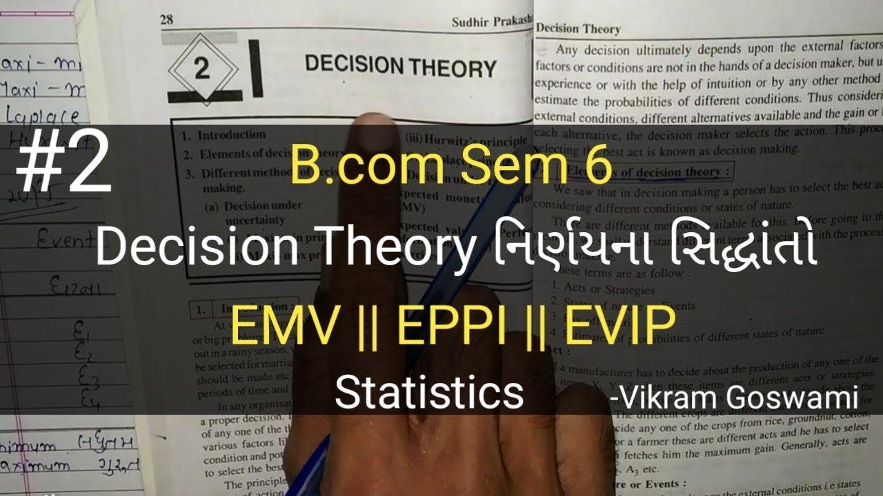 #2 Decision Theory નિર્ણયના સિદ્ધાંતો | EMV-EPPI-EVIP | B.com Sem 6 ...