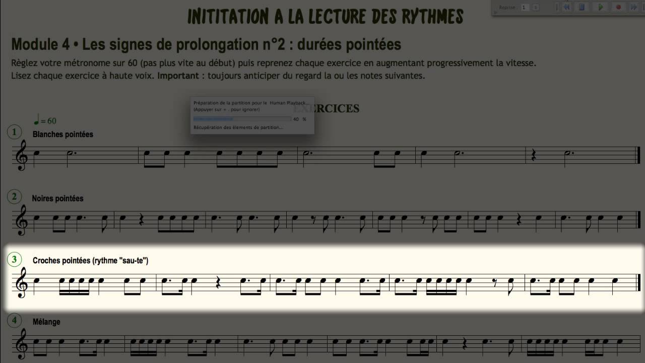 Apprendre le solfège - rythmes 4b2 : pratiquer - YouTube