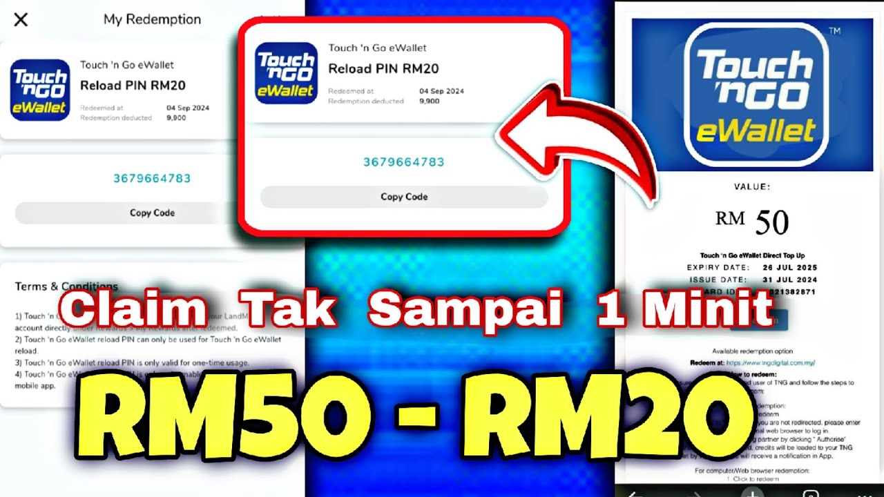 5 minit JE !! Claim RM50/RM20 ke eWallet Touch N Go terbaru 2025 - YouTube
