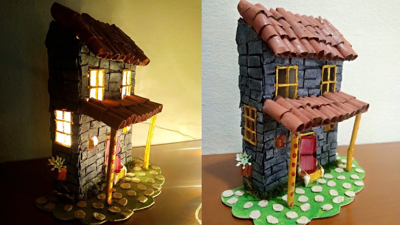 Cardboard House,Best out of waste,Cardboard craft/Wall decoration/diy ...
