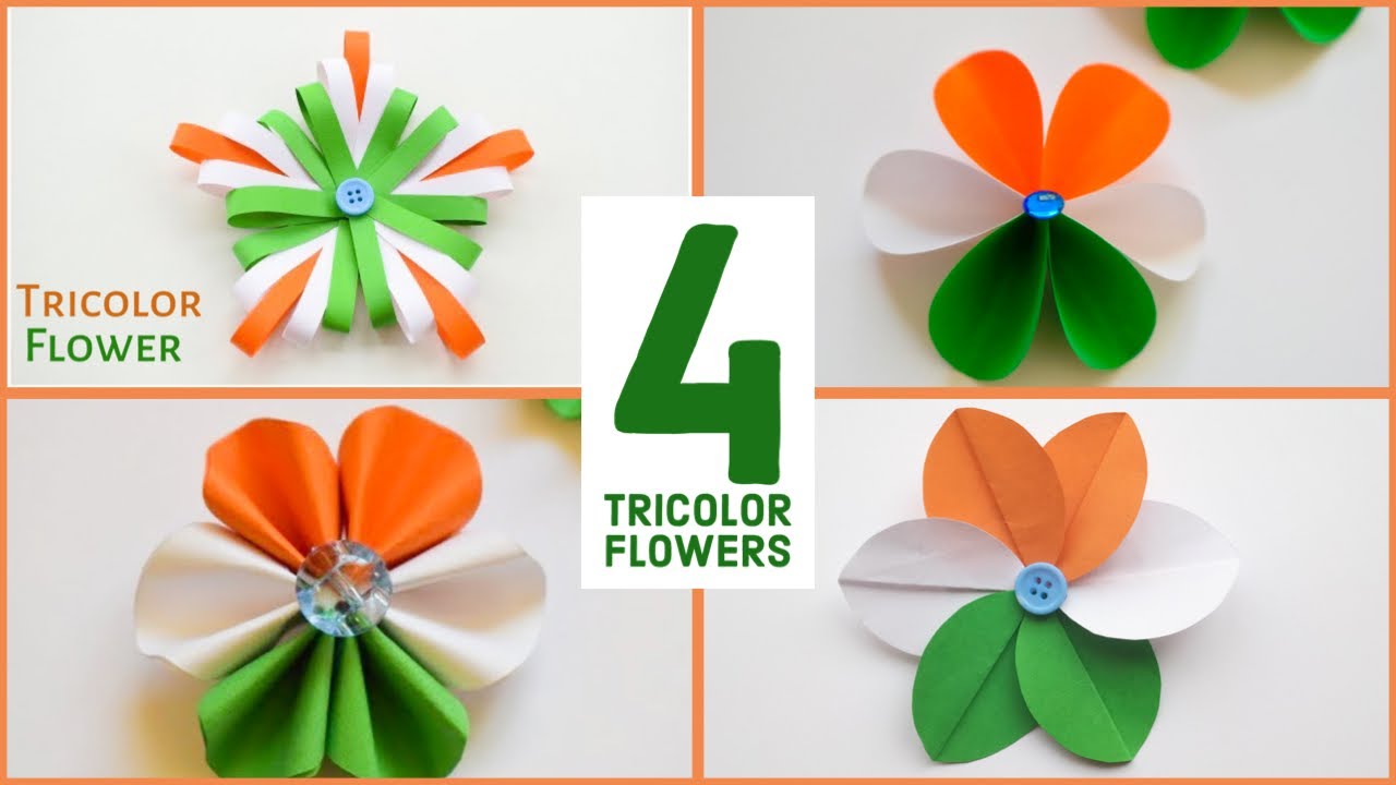 4 Best Tricolor Paper Flowers | Craft Ideas for Independence Day ...