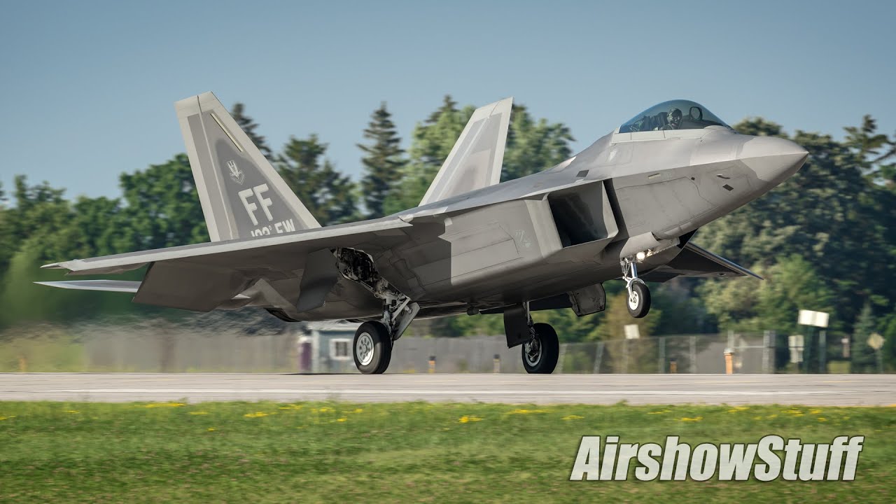 USAF F-22 Raptor Afterburner Takeoffs - EAA AirVenture Oshkosh 2015 ...