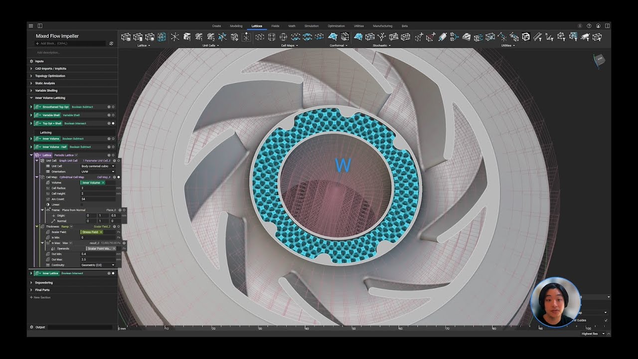 Lightweighting an impeller for additive manufacturing - YouTube
