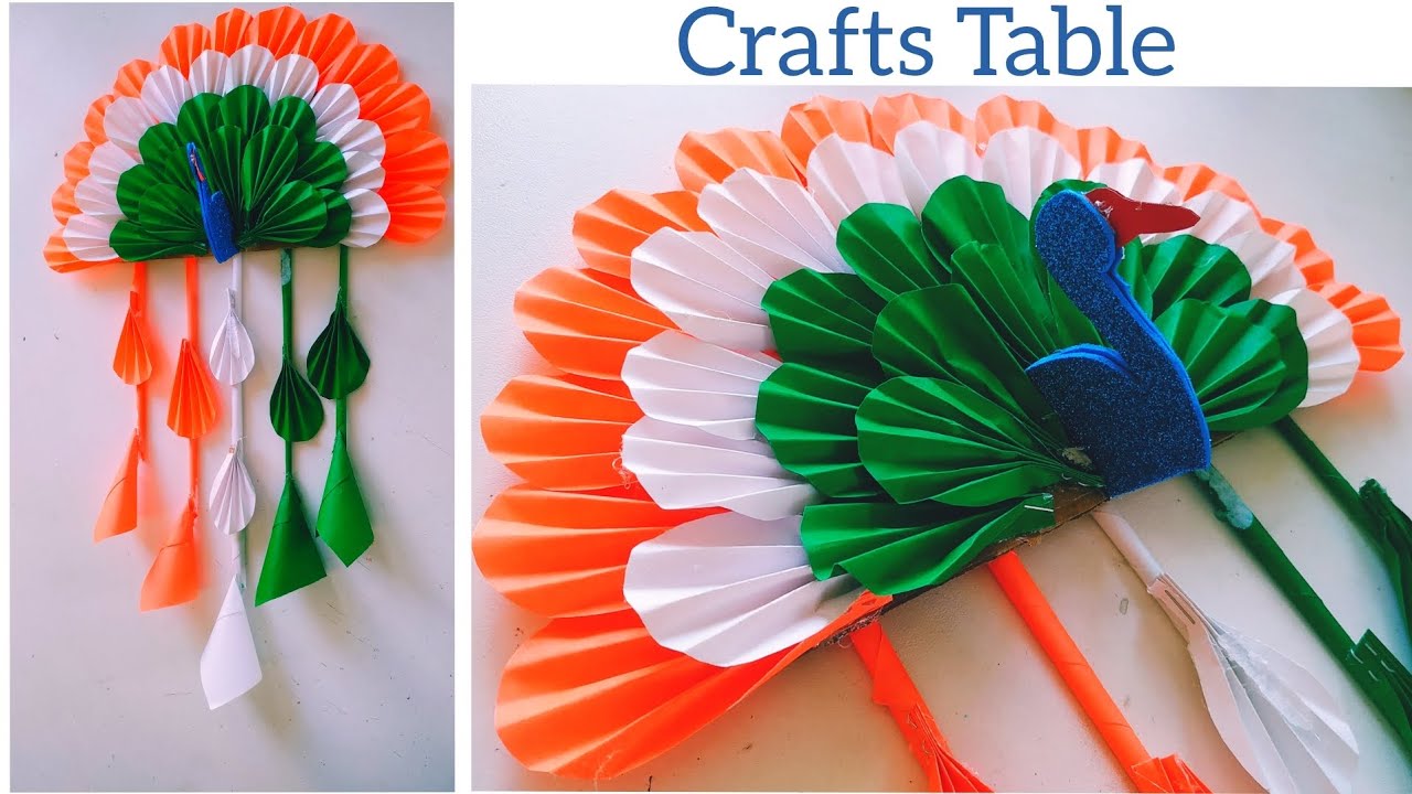 DIY Tricolor Paper Peacock Wall hanging craft idea | Republic day ...