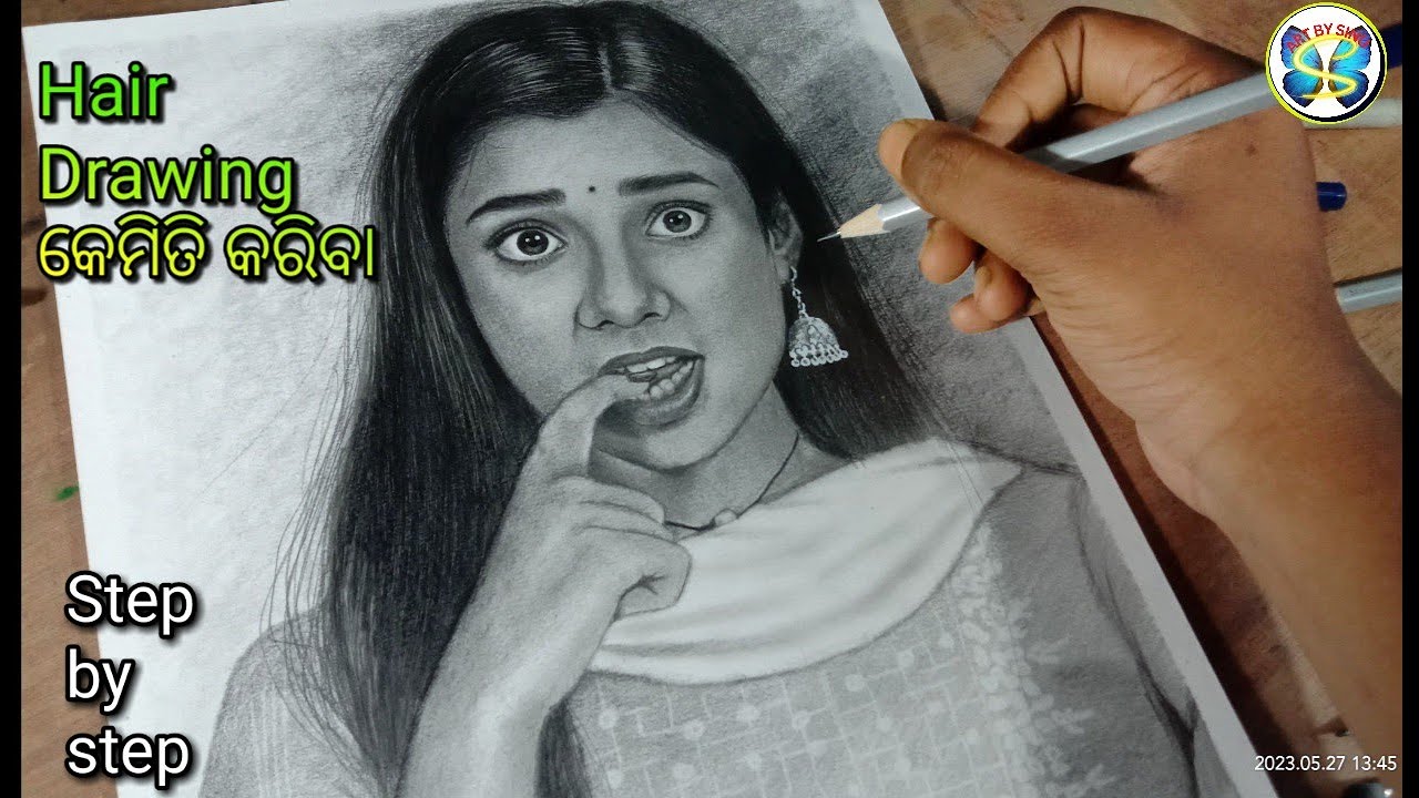 🤩 Hair Drawing କେମିତି କରିବା Step by step How To draw hair | Odia | part ...