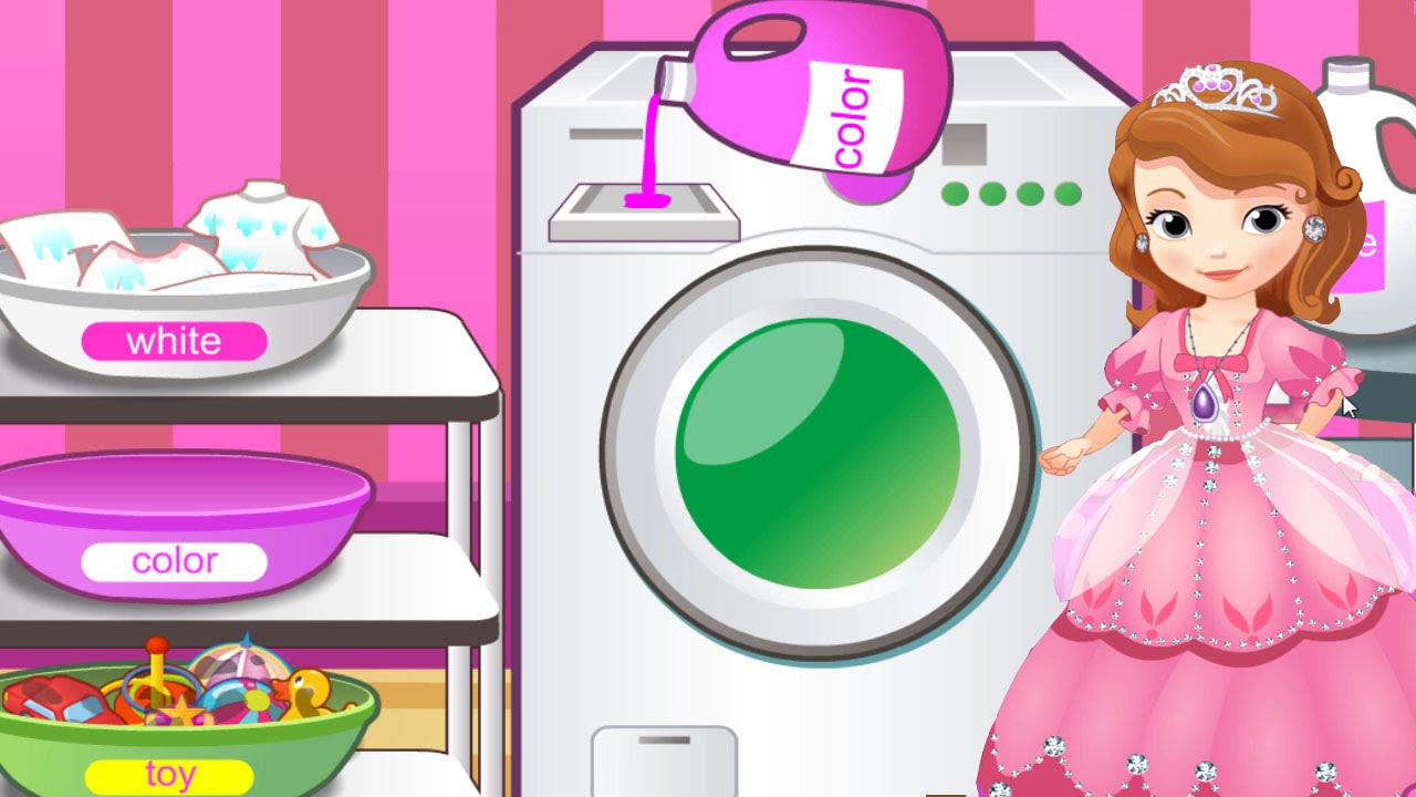 Little Princess Sofia Washing Clothes - Game For Kids - YouTube