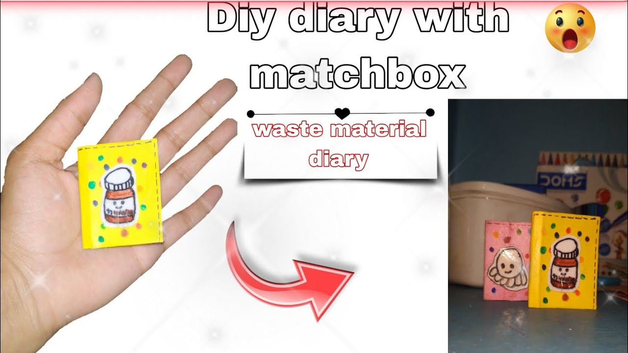 DIY cute mini diary with matchbox|Waste material diary| How to make easy cute diary - YouTube