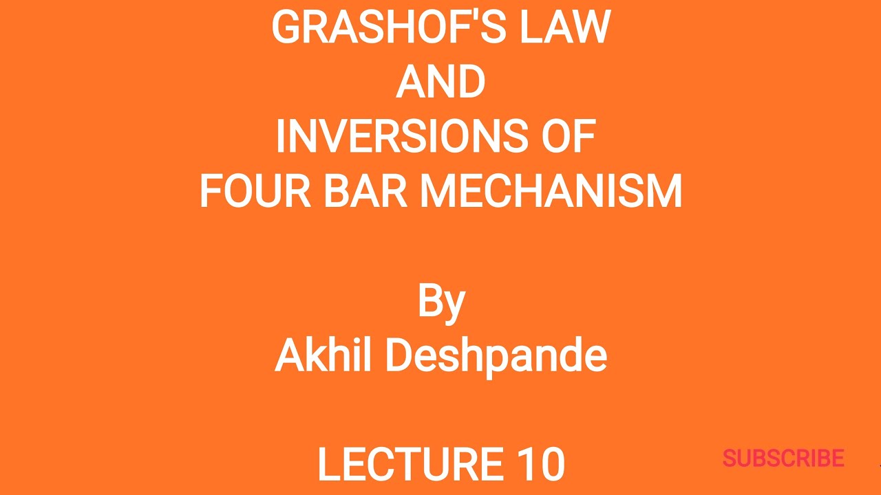 Lecture 10 I Grashof's Law and Inversions of Four Bar Chain - YouTube