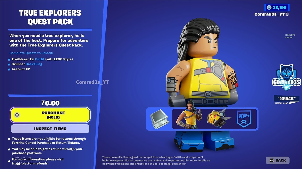 Fortnite LEGO FREE True Explorers Quest Pack - YouTube