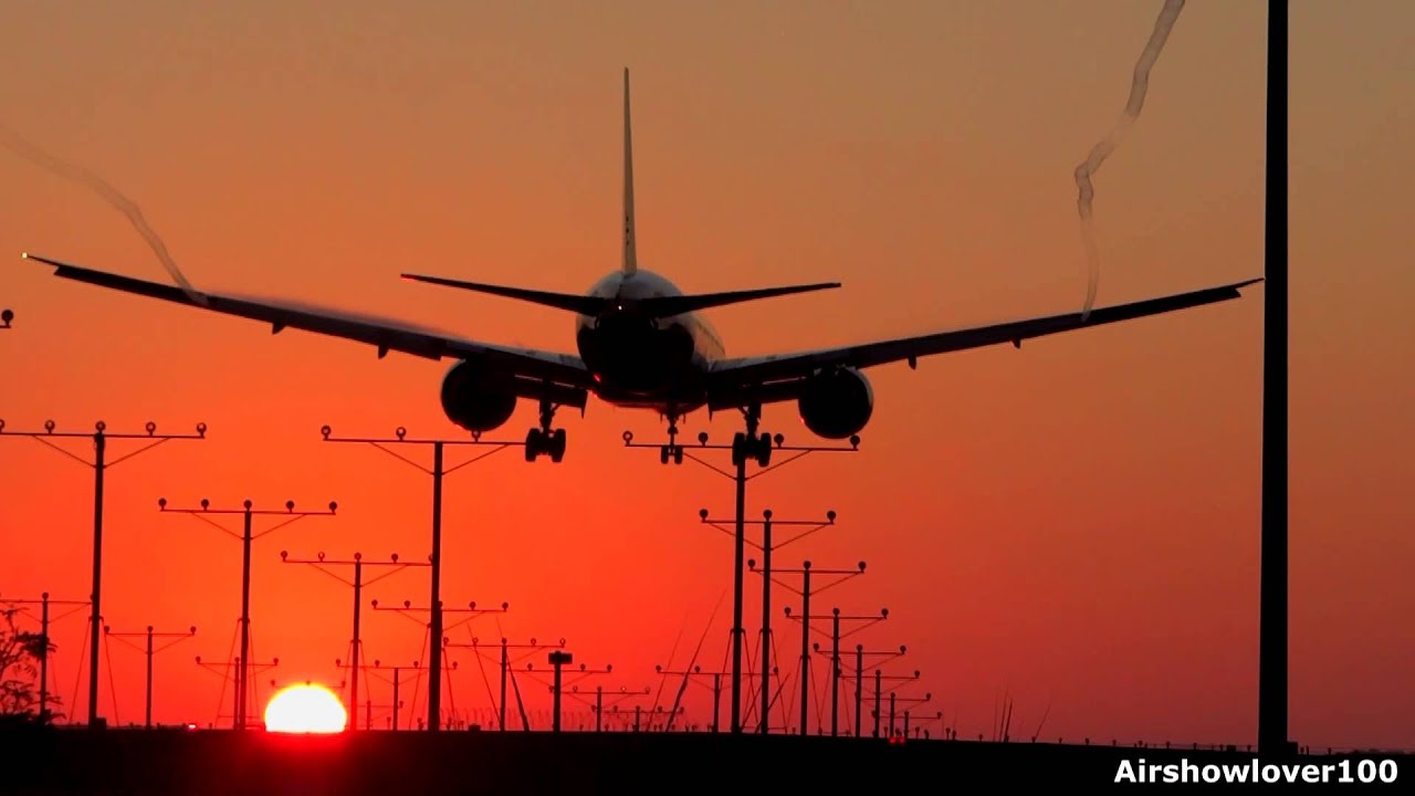 Air China Boeing 777-300ER Overhead Sunset Landing LAX - YouTube