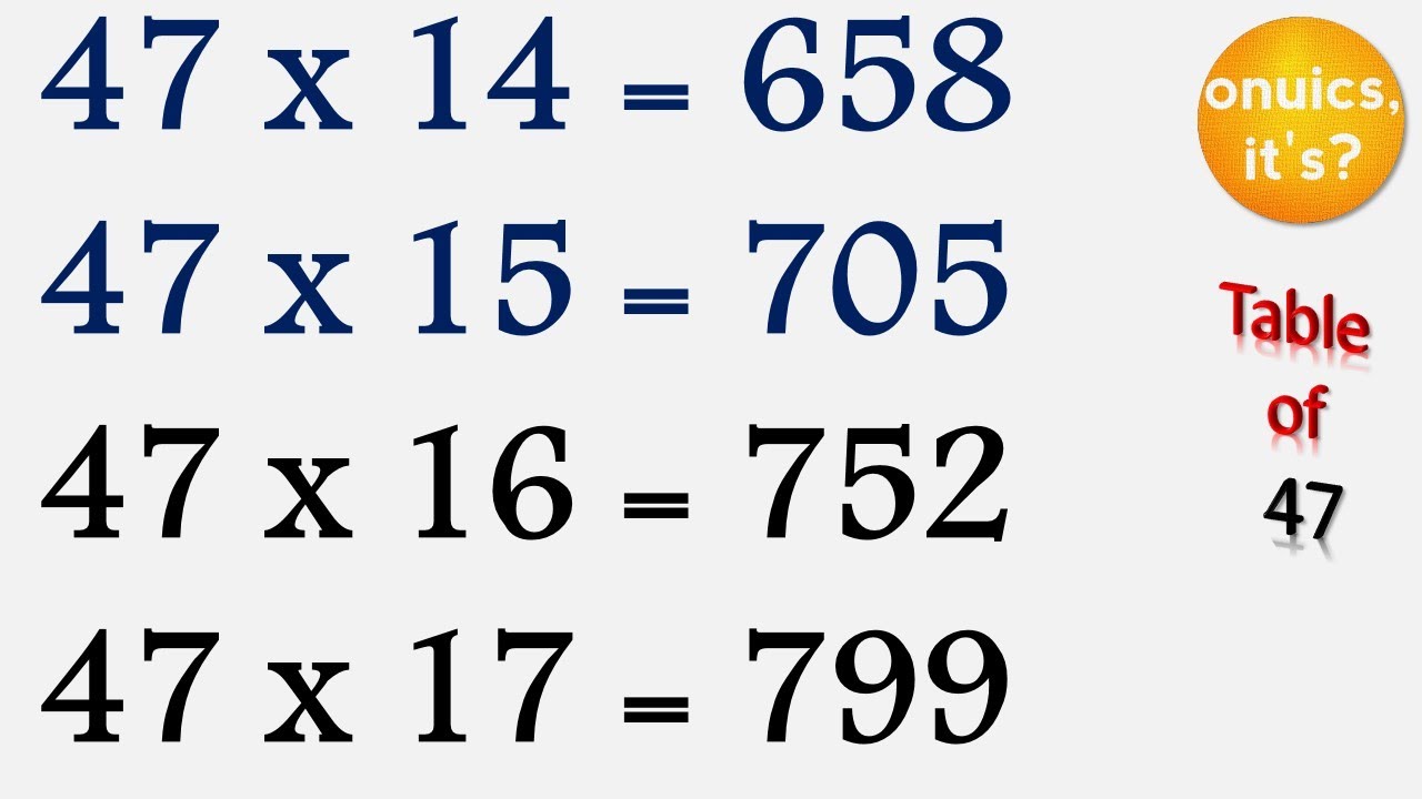 47 table | multiplication se 47 ka pahada - YouTube