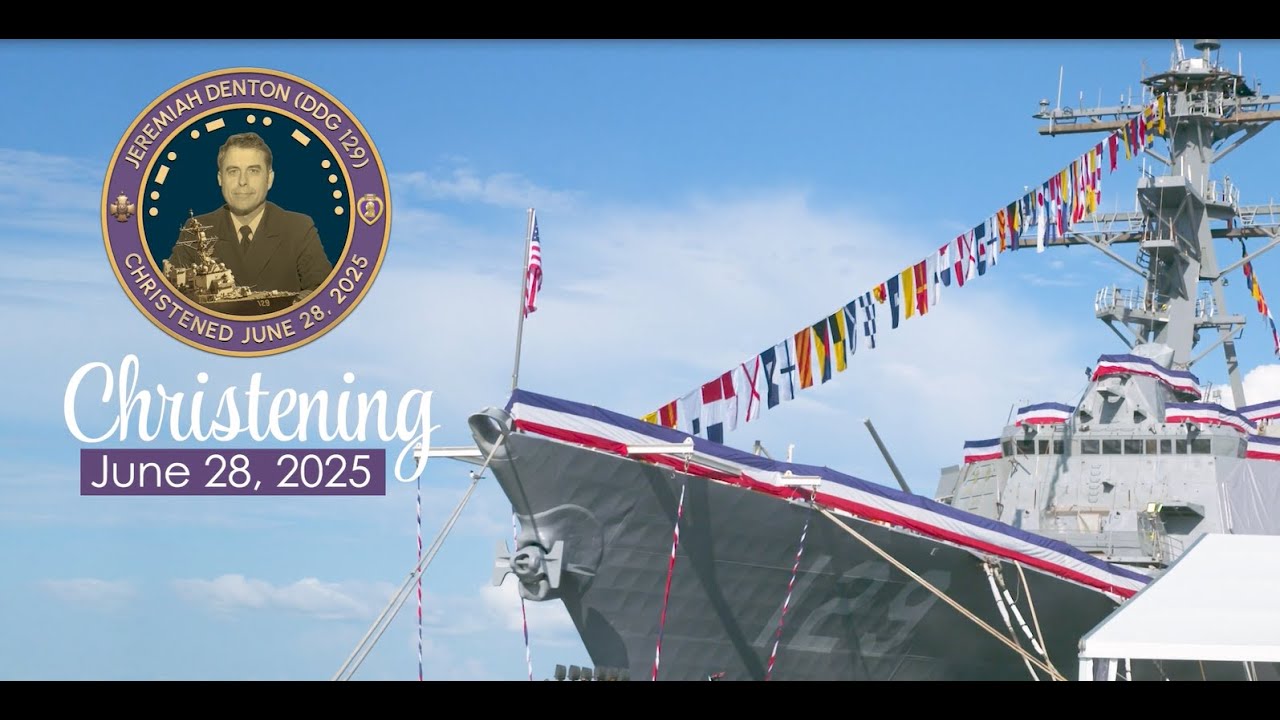Ingalls Shipbuilding | Jeremiah Denton (DDG 129) Christening - YouTube
