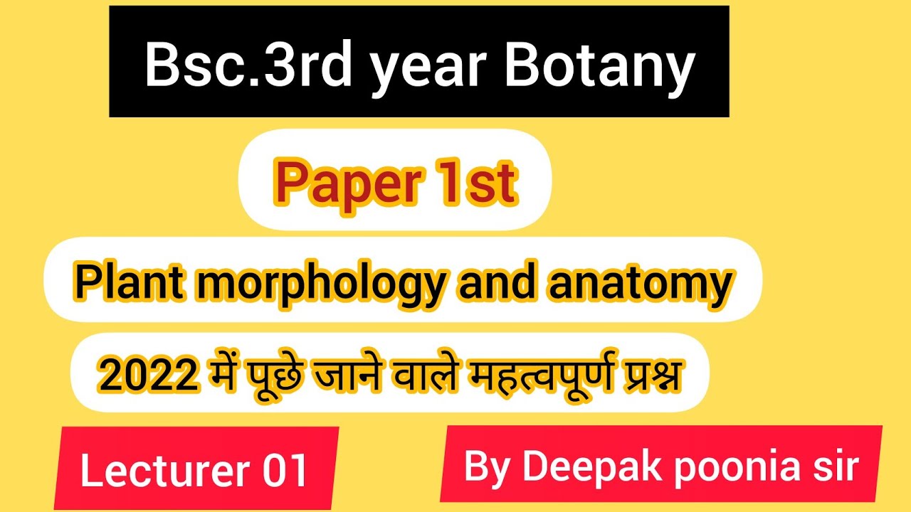 Bsc.3rd year Botany ||paper 1st plant morphology and anatomy||lecturer ...