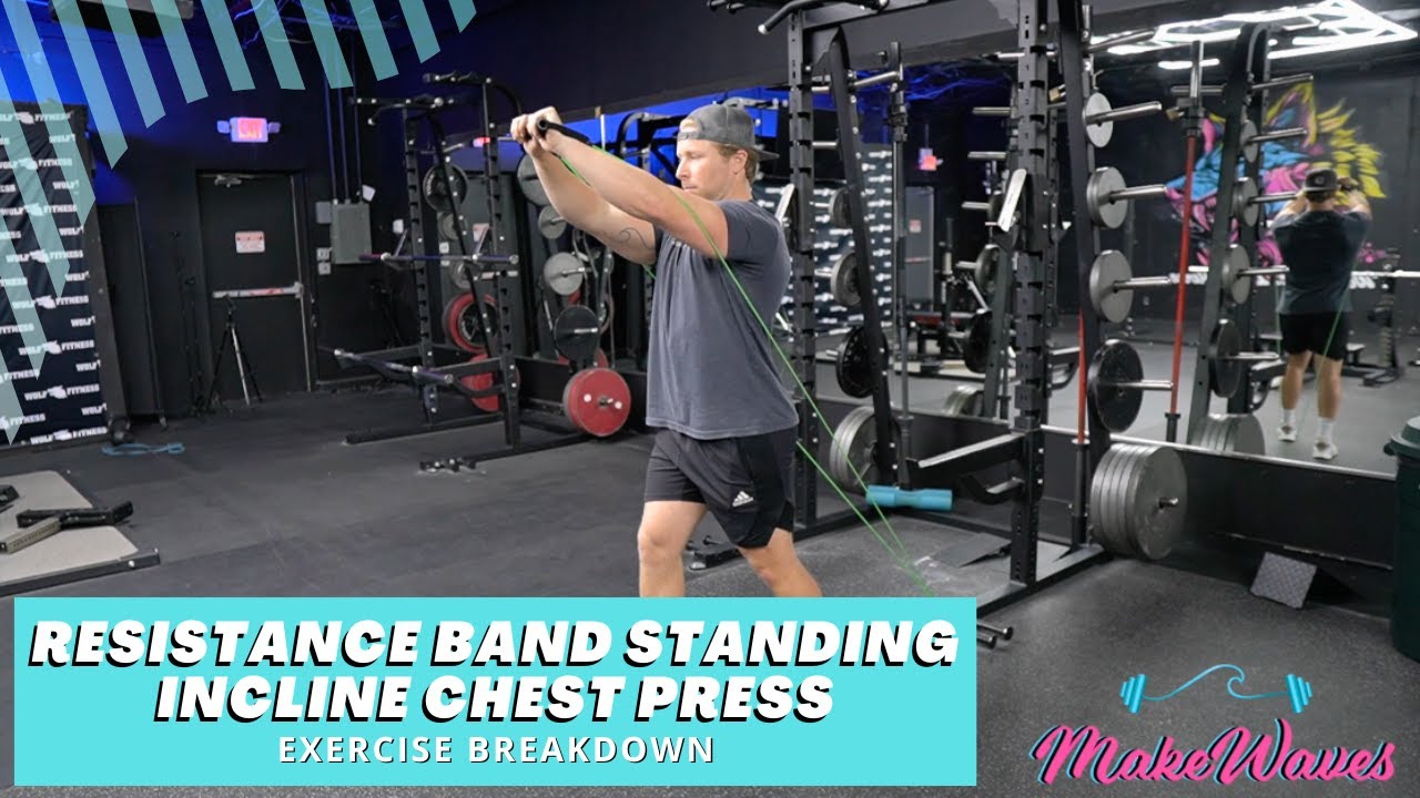 Resistance Band Standing Incline Chest Press // Exercise Breakdown ...