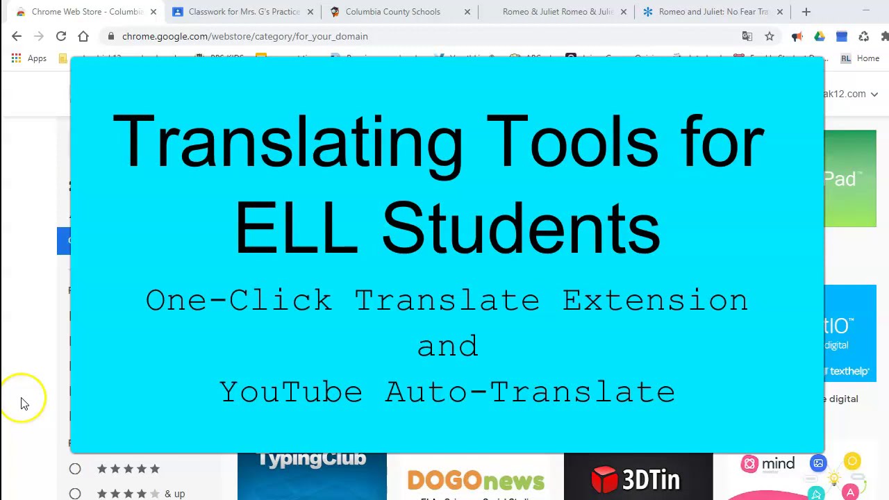 Translating Tools for ELL Students - YouTube