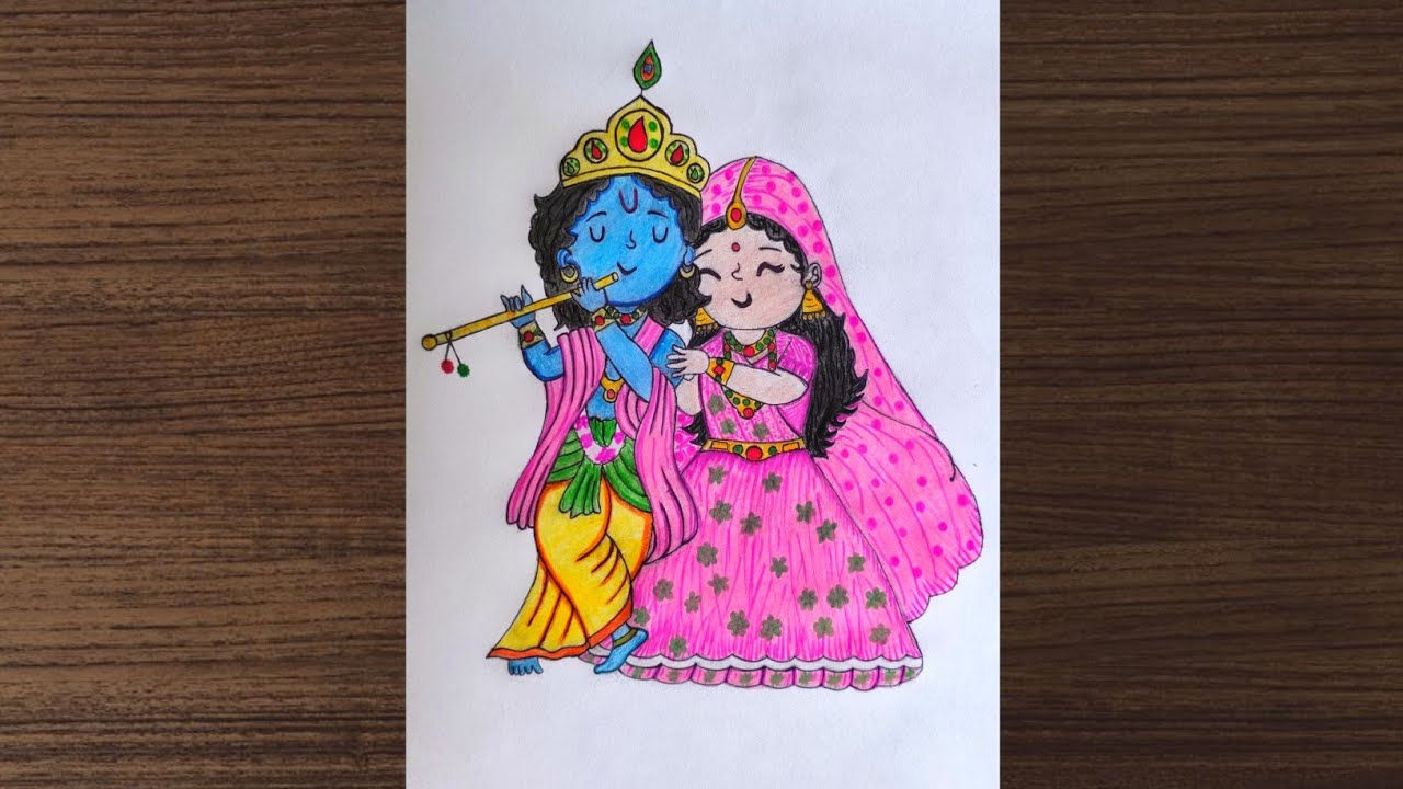 Cute Radha Krishna drawing ️😌 PART-2 - YouTube
