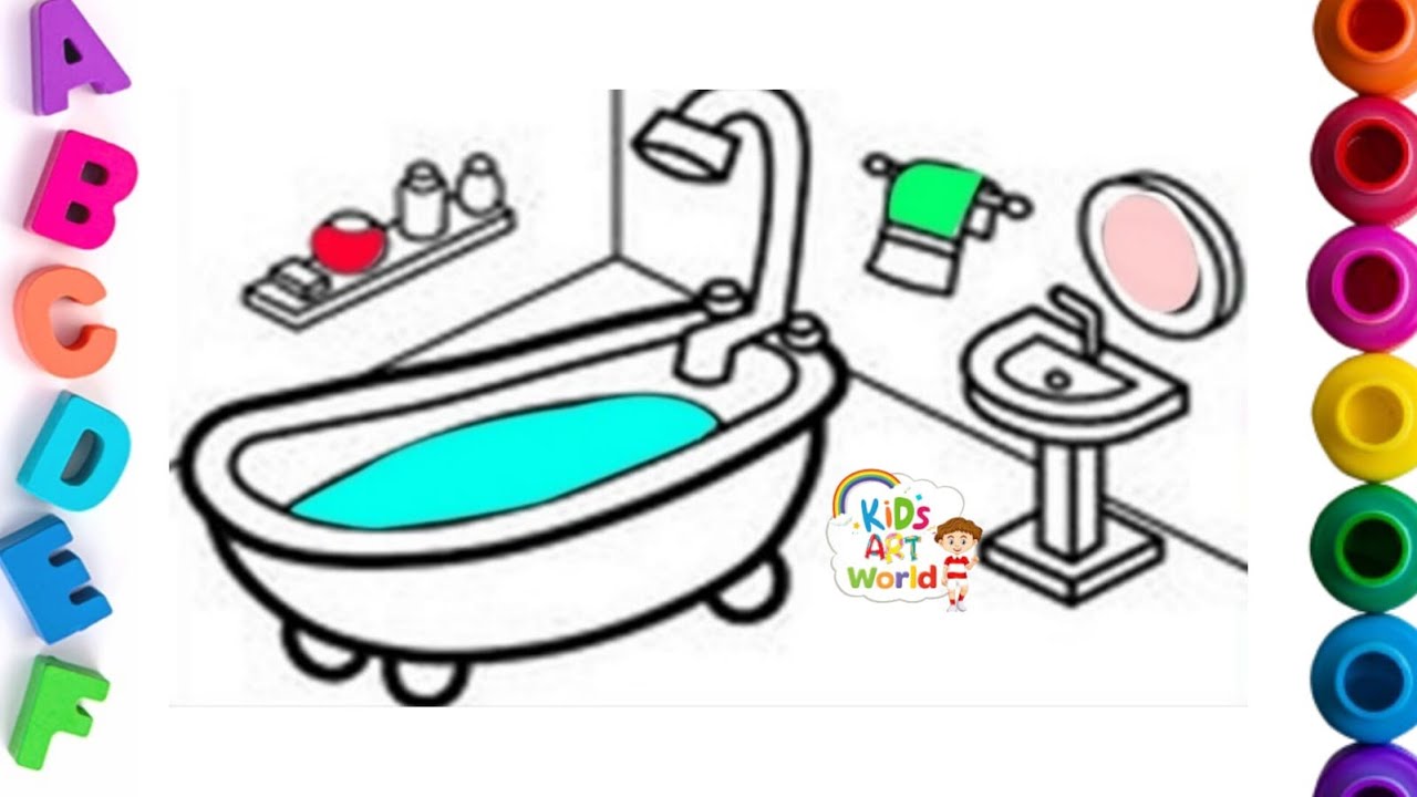 HOW TO DRAW BATH SET 🛁 | COLORING AND PAINTING FOR KIDS AND TODDLERS ...