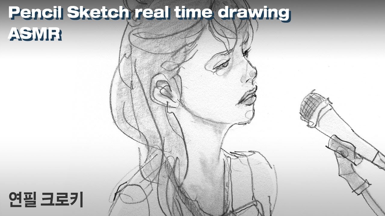 Pencil Drawing Process / How to Draw a Singing Woman / relaxing video ...