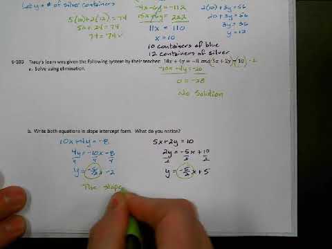 CPM Integrated I Lesson 6.3.3 Systems, Solutions, and Graphs - YouTube