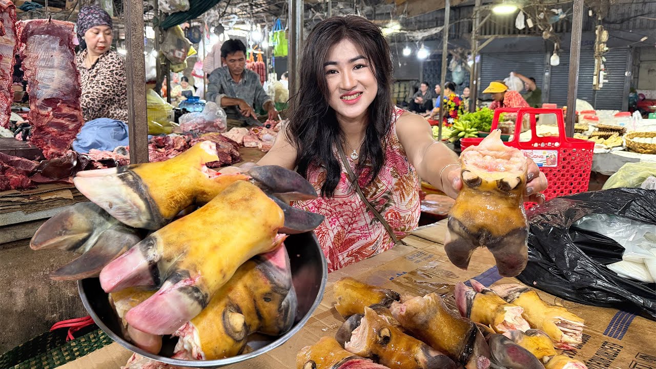 Market tour and cooking : Buy cow feet and cooking | Yummy cow feet ...