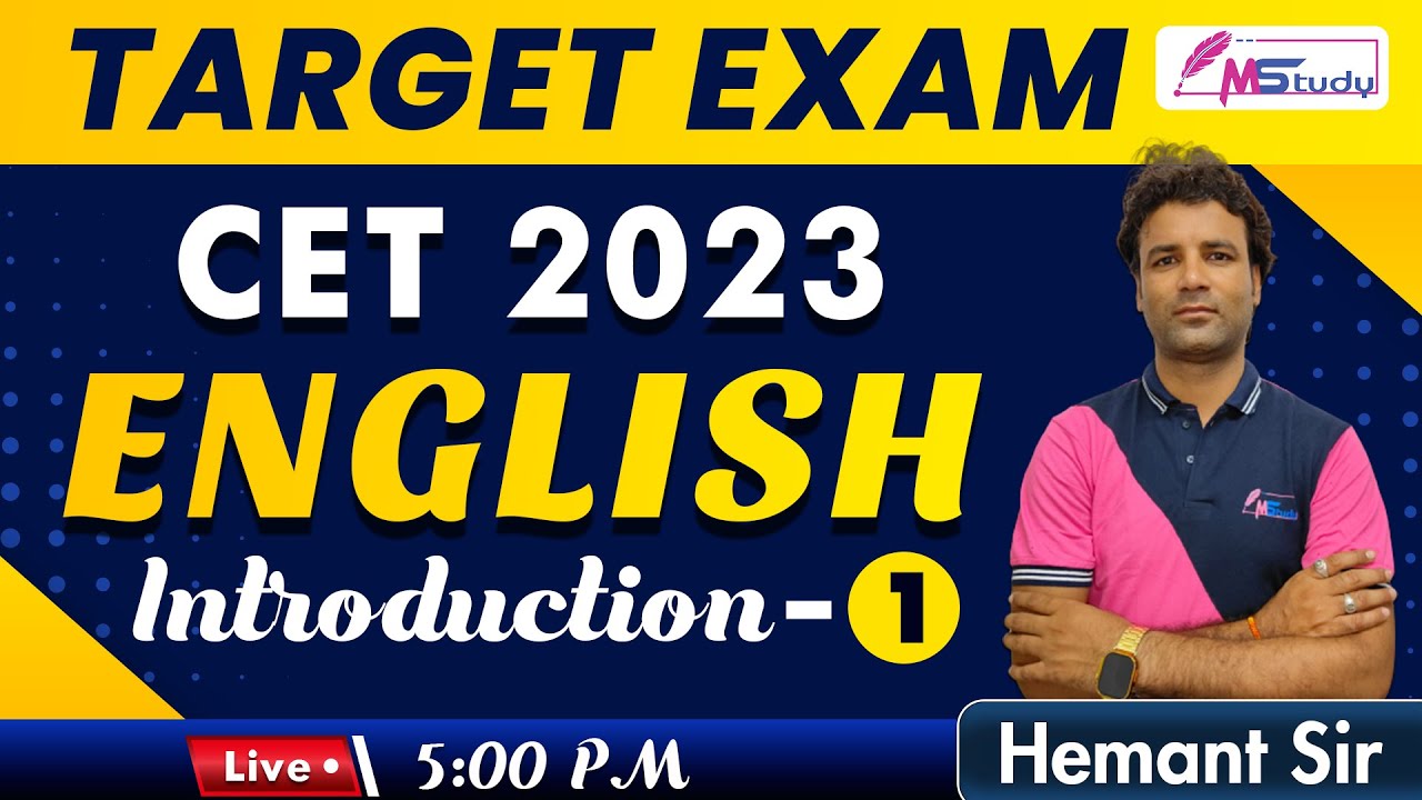 CET Classes 2023 | English Introduction-1| English Class For CET Exam ...