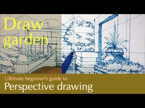 Perspective Drawing : Draw Cityscape 57: A garden in one point ...