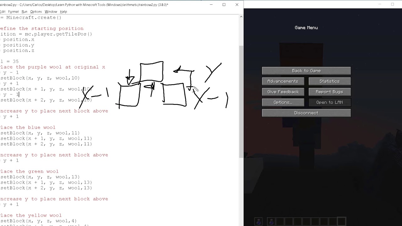 Learn Python With Minecraft Part 3 Python Arithmetic Lesson 6