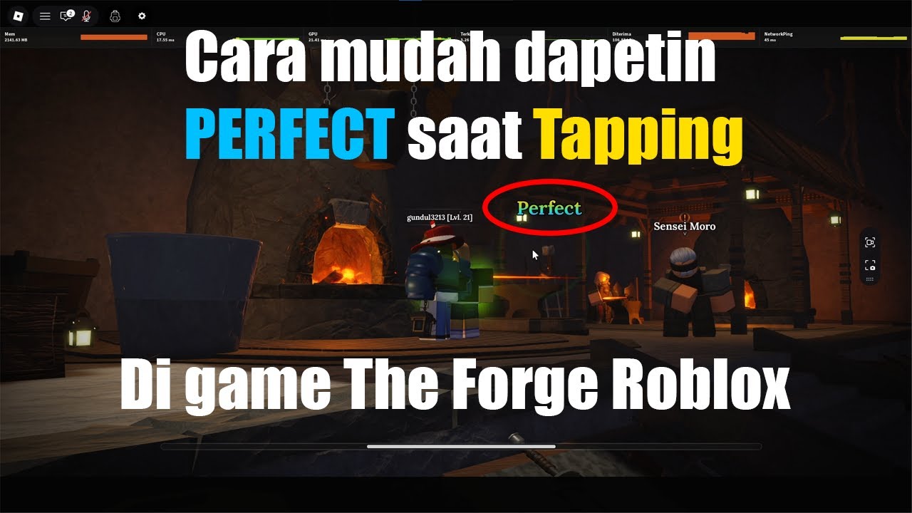 Trick untuk selalu dapat PERFECT saat TAPPING di game THE FORGE Roblox ...