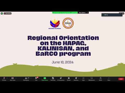 REGIONAL ORIENTATION ON THE HAPAG, KALINISAN AND BARCO Program - YouTube