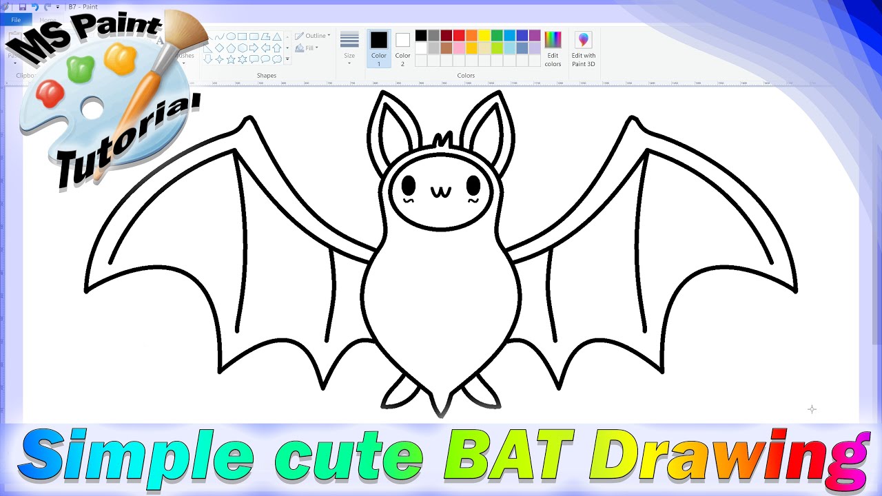 Simple BAT drawing in MS Paint - YouTube