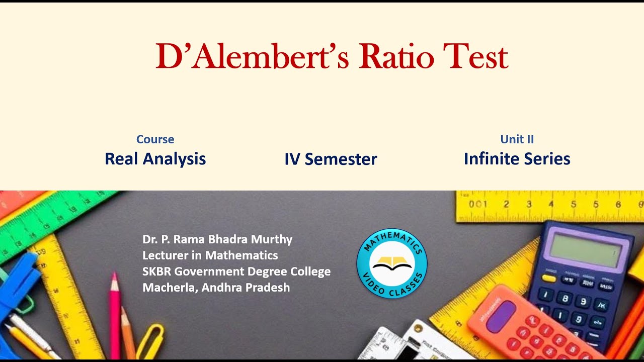 D'Alembert's Ratio test || Theorem proof || Infinite Series || Real ...
