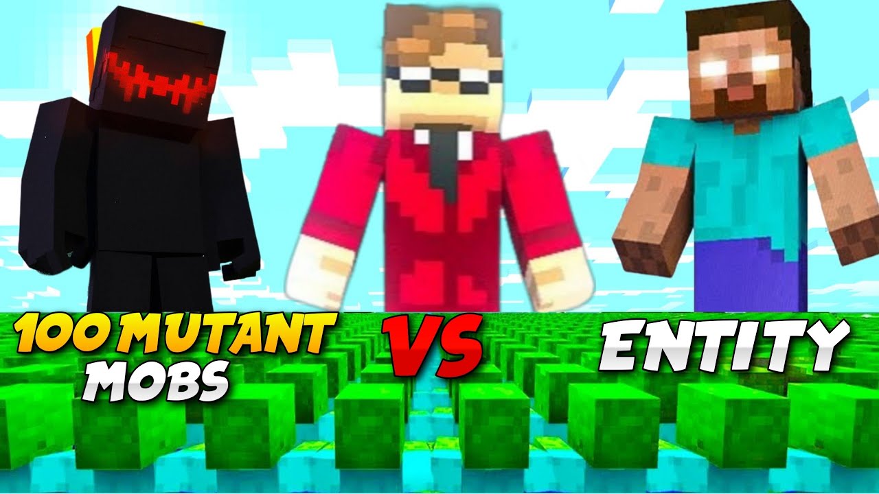 100 Mutant Mobs vs Me With Entity Power Like ( Herobrine, Oculus, Kenny ...