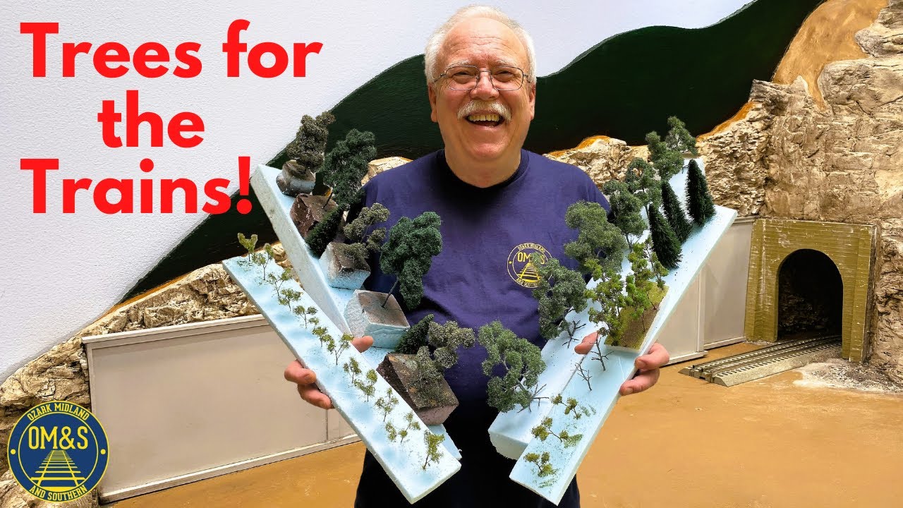 O Gauge Train Backdrop Project Part Four Adding Trees and Scenic ...