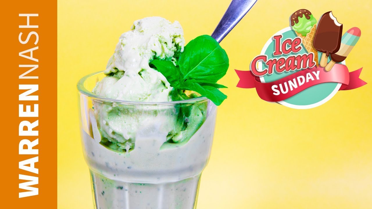 Basil Ice Cream Recipe - #IceCreamSunday - Recipes by Warren Nash - YouTube