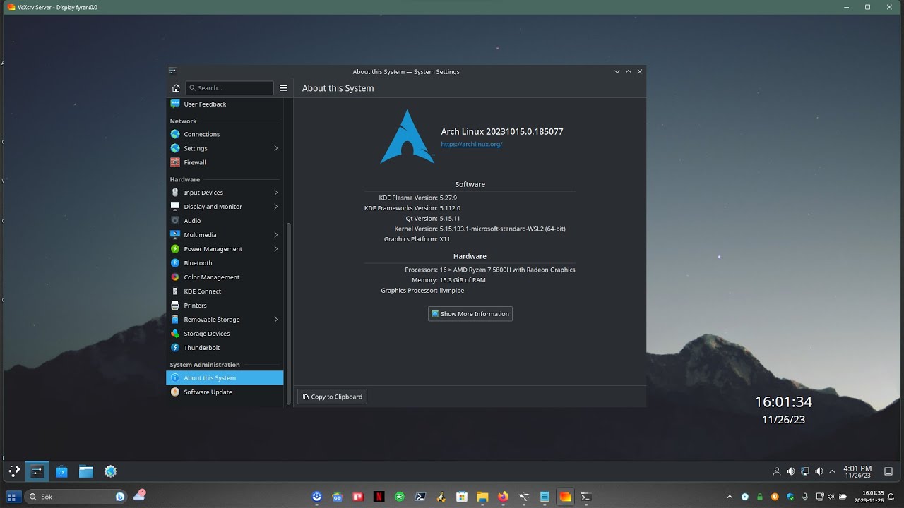 Arch - KDE Desktop (Plasma) on Windows 11 - WSL - Youtube 2023 - YouTube
