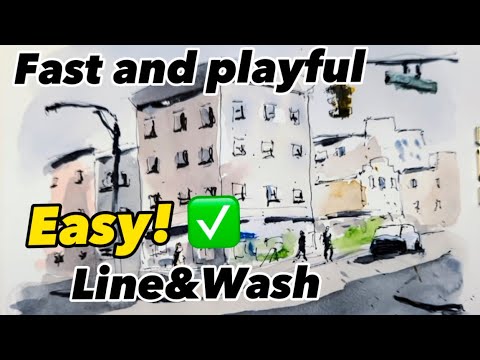 Sketch loose line and wash - timelapse - YouTube