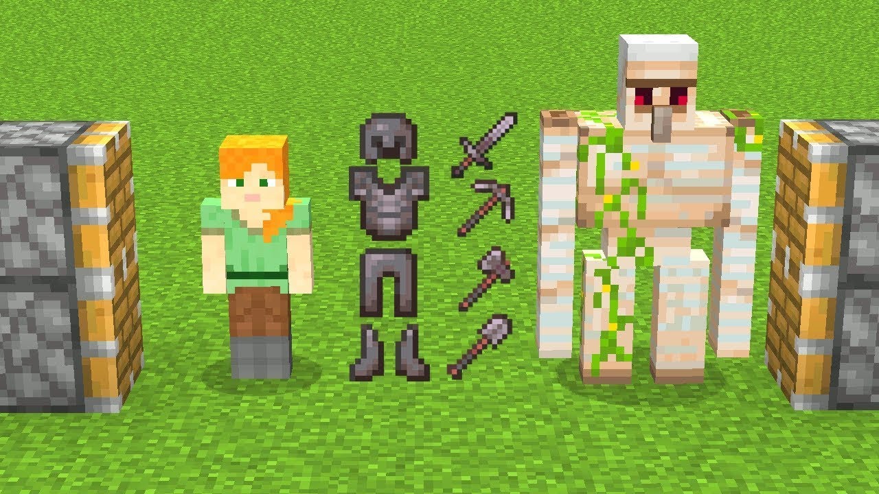 alex + all netherite armor + iron golem = ??? - YouTube