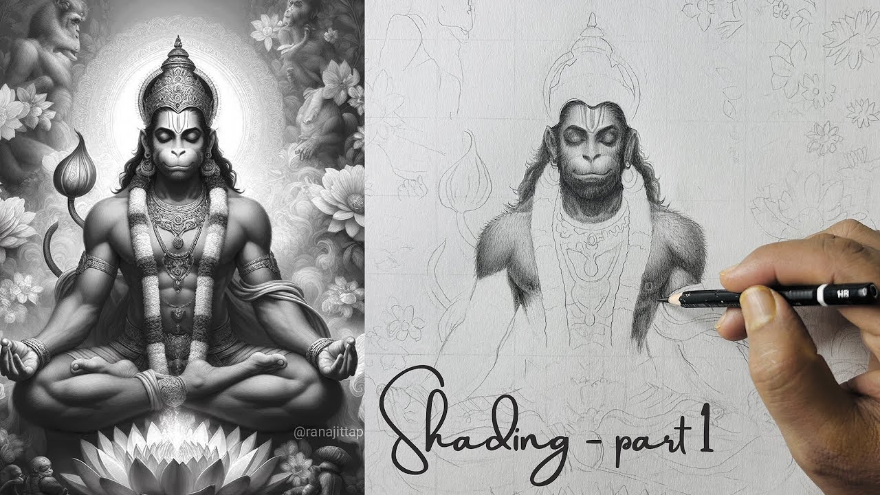 Hanuman Ji Realistic Shading - Part 1 | Realistic Shading Technique # ...