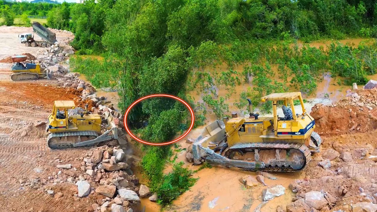 Amazing Process Bulldozer Taking Out a lot of Trees, Dozer Pushing Rock ...